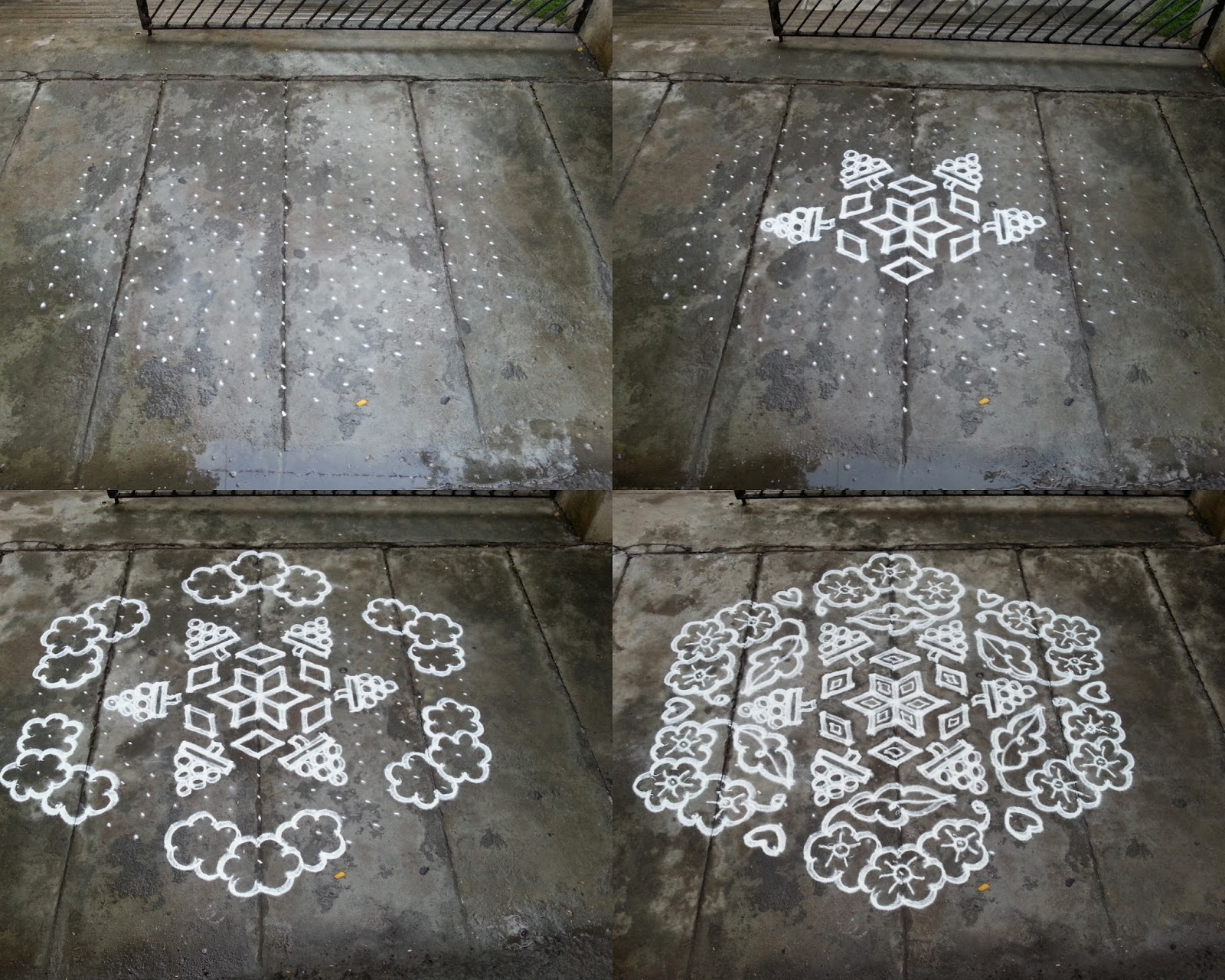 Rangoli designs/Kolam: [S.No 125] 19-10 interlaced Pulli - Flower Kolam
